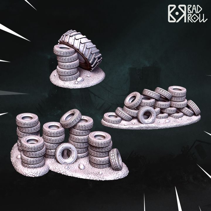 3D Printable Tyre obstacles by Bad Roll Games