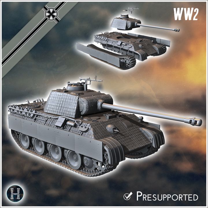 3D Printable German WW2 pack, Panzer V Panther No. 1 (main models ...