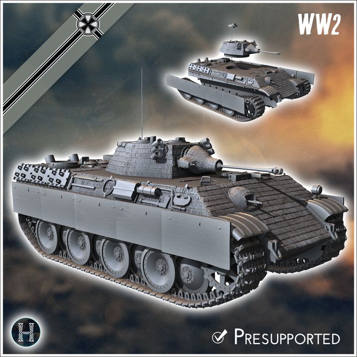 3D Printable German WW2 pack, Panzer V Panther No. 2 (variants and ...