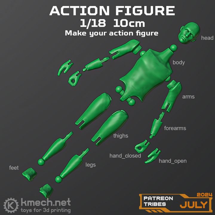 3D Printable Action Figure Body by Kmech