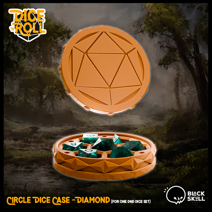 3D Printable Circle Dice Case - Diamond by Black Skull Studio