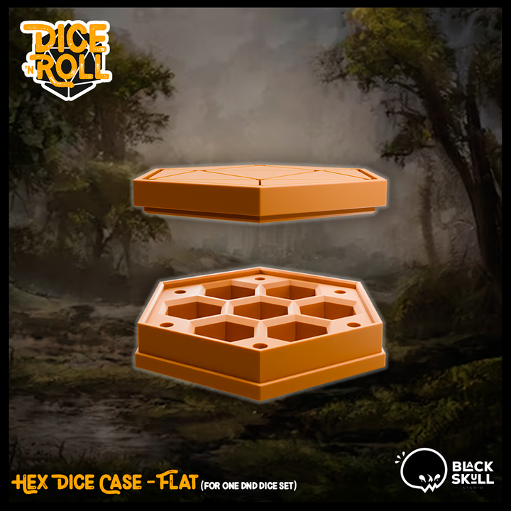 3D Printable Hex Dice Case - Flat by Black Skull Studio