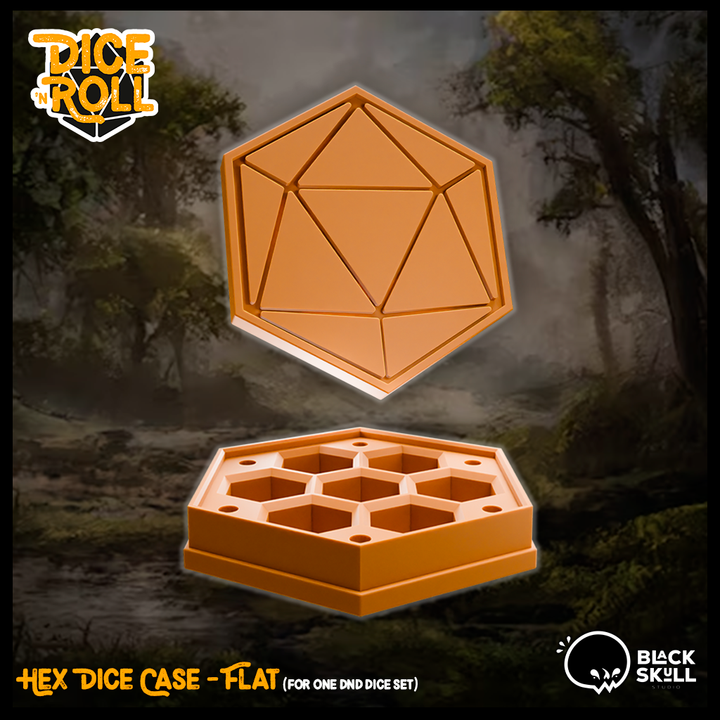 3D Printable Hex Dice Case - Flat by Black Skull Studio