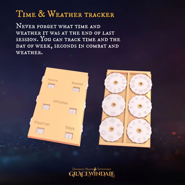 3D Printable DM Inventory: Time & Weather Tracker by Gracewindale Mini ...