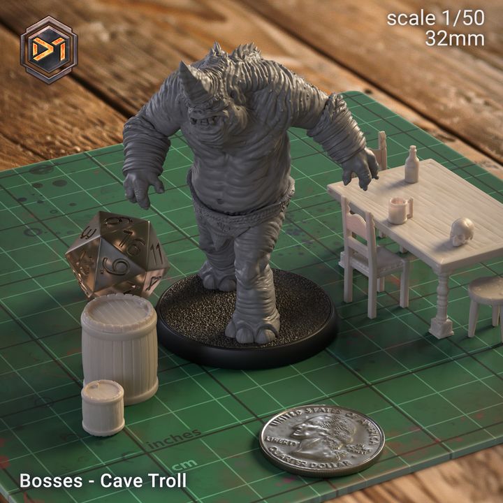 3D Printable Bosses - Cave Troll by Dimensional Maze