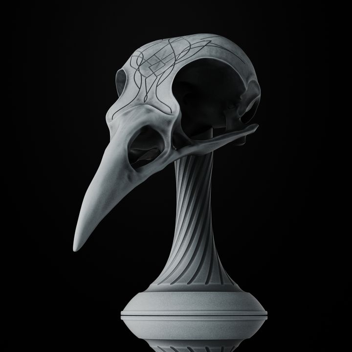 3D Printable Crow Skull (Pre-Supported) by Fotis Mint Studios
