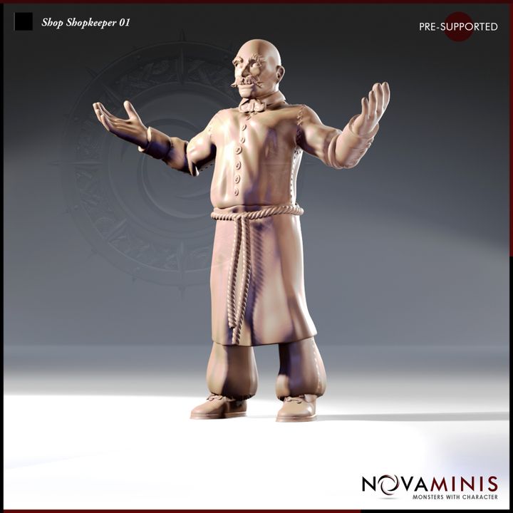 3D Printable Shopkeeper 01 by NovaMinis