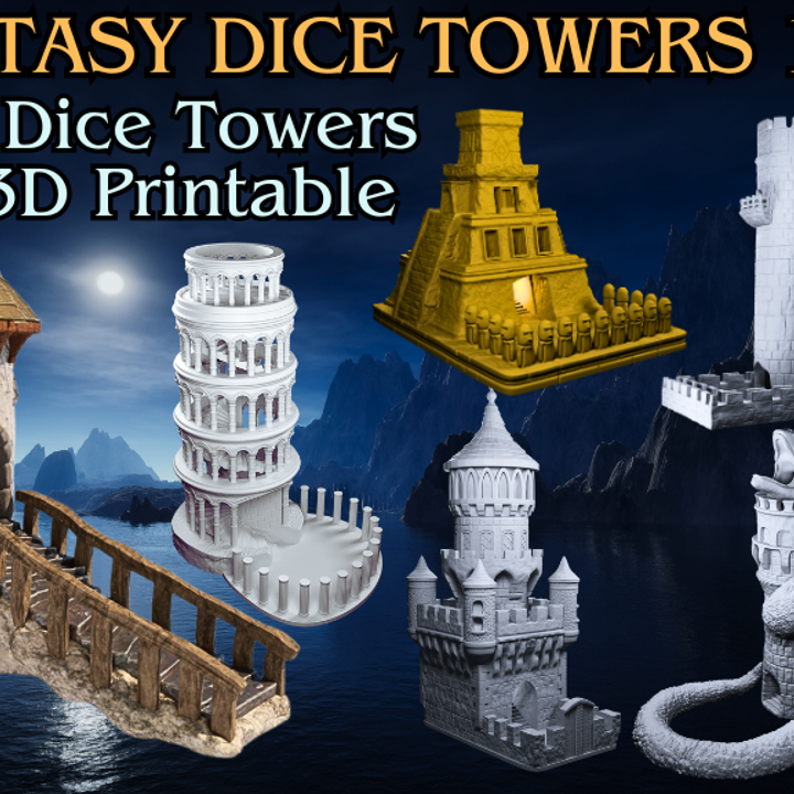 3D Printable Fantasy Dice Towers Vol1 All Stretch Goals [Merchant L/T ...