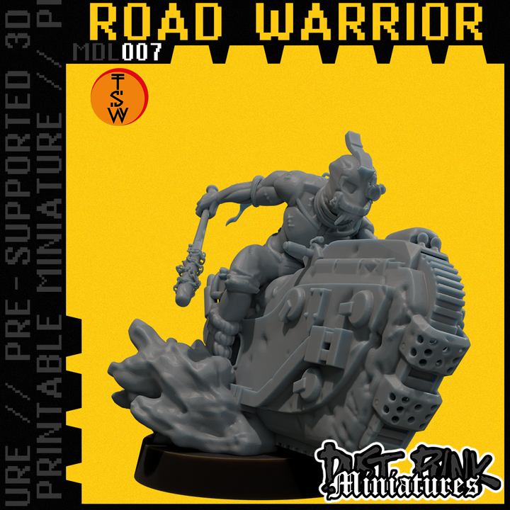 3D Printable MDL007 ROAD WARRIOR [PRE-SUPPORTED] by Django OCP