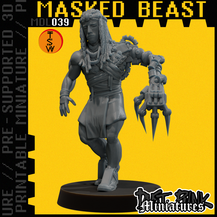 3D Printable MDL039 MASKED BEAST [PRE-SUPPORTED] by Django OCP