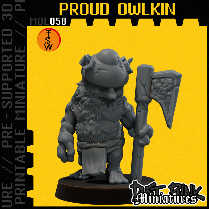 3D Printable MDL058 PROUD OWLKIN [PRE-SUPPORTED] by Django OCP