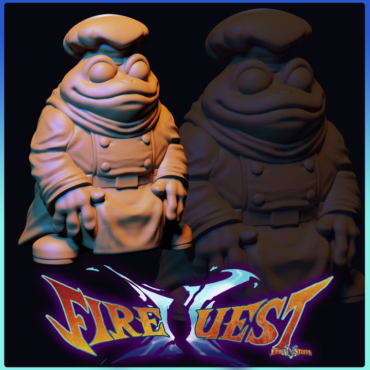 3D Printable Frog Chef, Fire Quest II Miniature/Statue - Pre-Supported ...