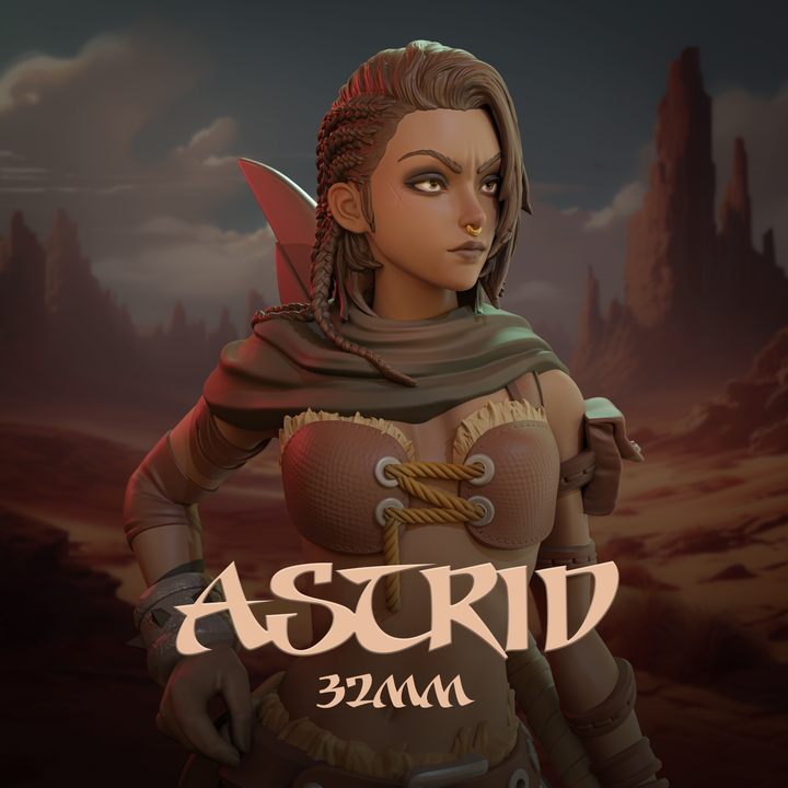 3D Printable Astrid Alone 32mm by Dungeons & Maidens