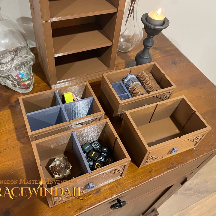 3D Printable DM Inventory: Mini Drawers by Gracewindale Mini Scenery
