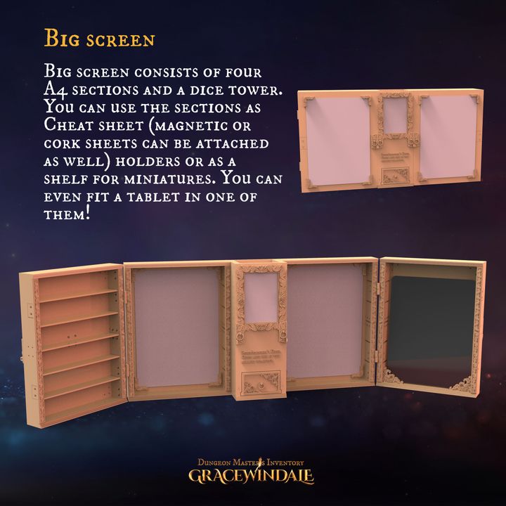 3D Printable DM Inventory: Big Screen by Gracewindale Mini Scenery