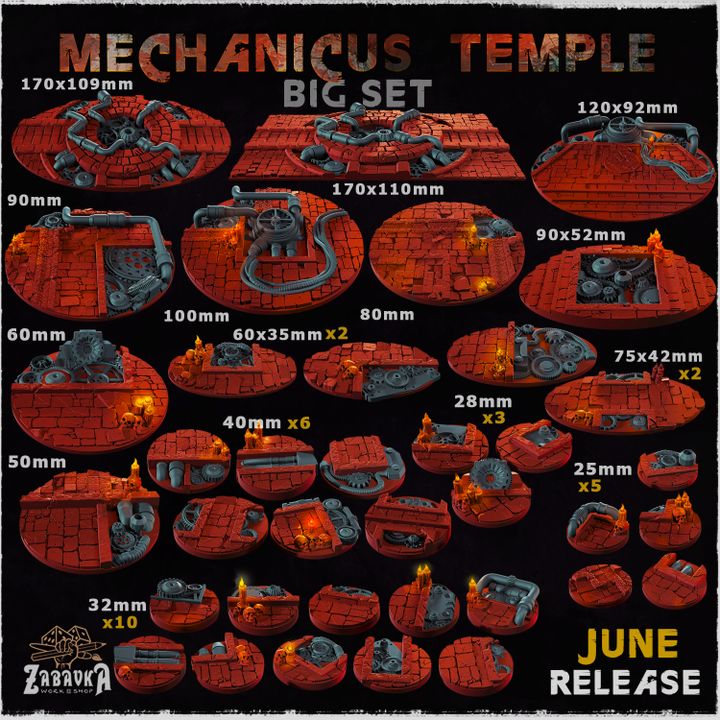 3D Printable Mechanicus Temple - Bases & Toppers (Big Set++) by Zabavka ...