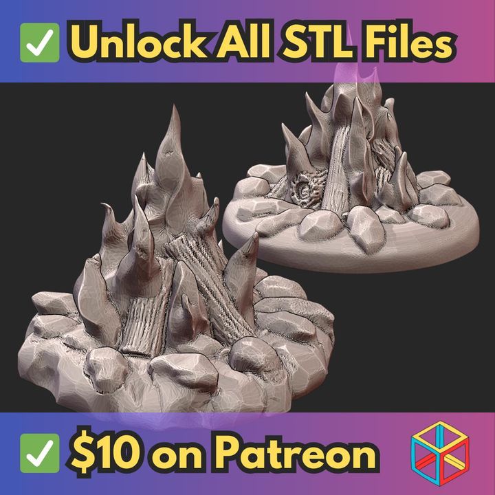 3D Printable 28mm DND Campfire Fantasy Terrain Miniature for Tabletop ...