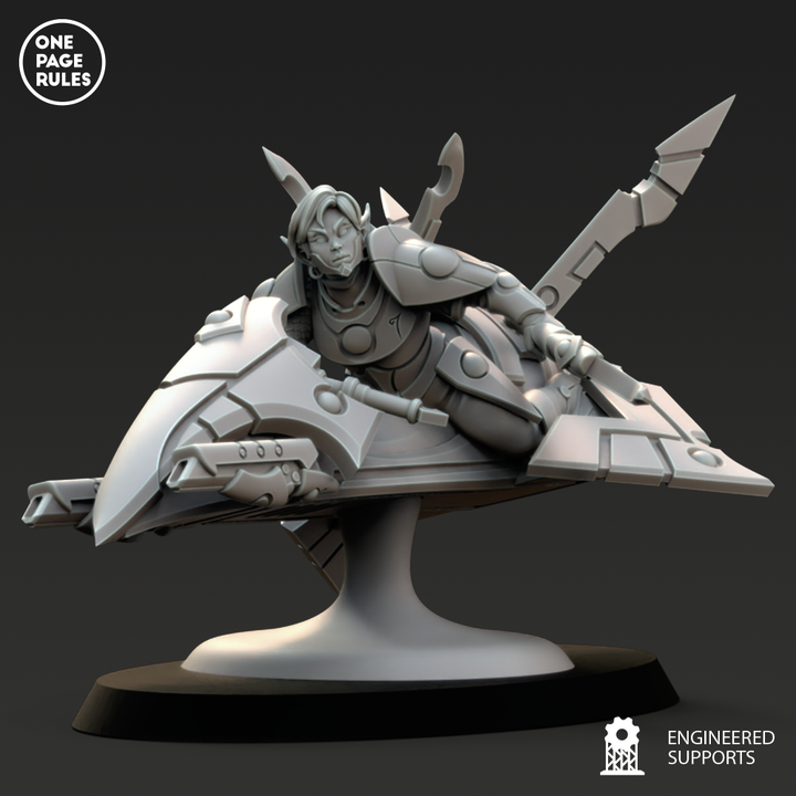 3D Printable Elite Protector on Jetbike - High Elf Fleets by One Page Rules