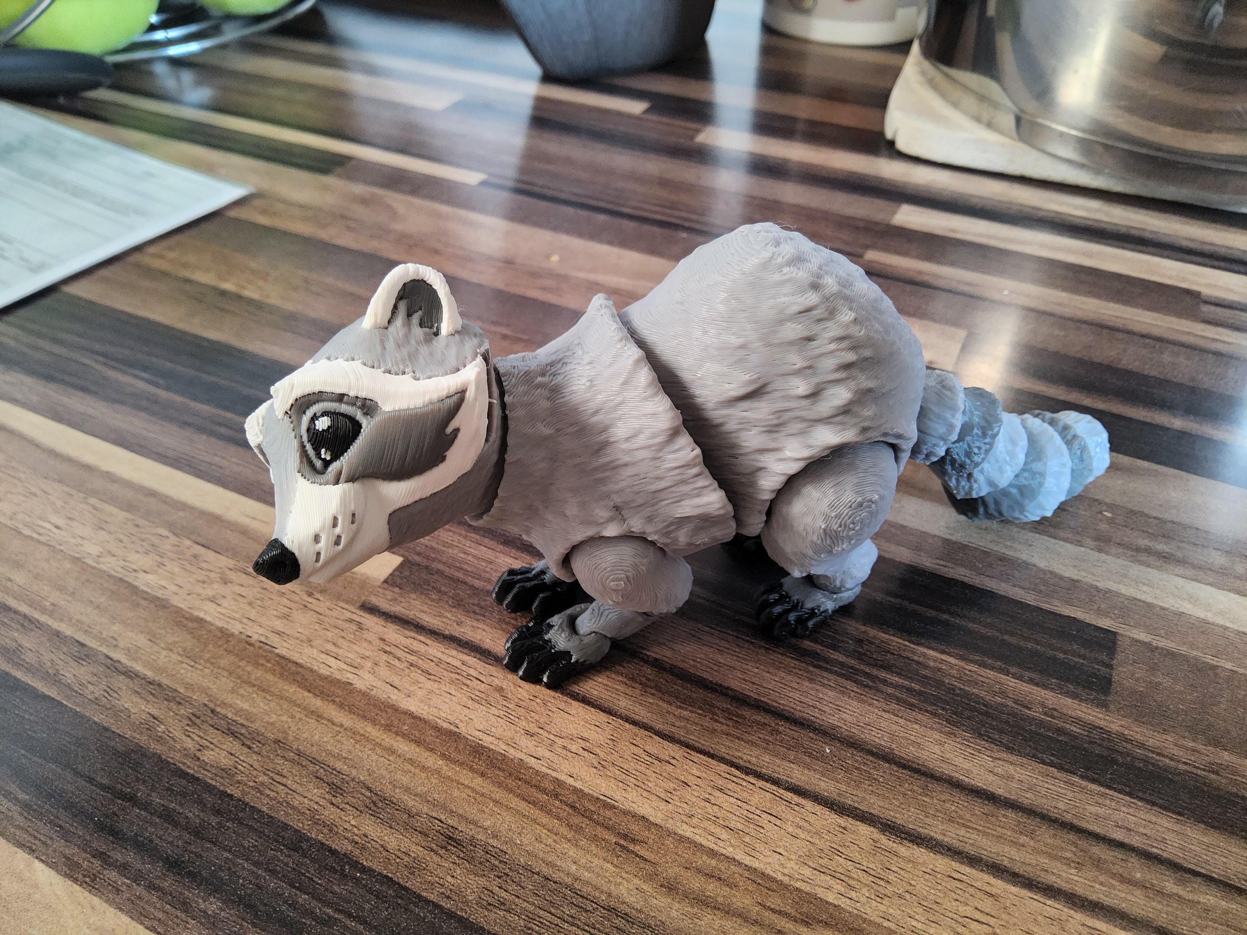 3D Printable Raccoon, Print-In-Place Body, Snap-Fit Head, Cute Flexi ...