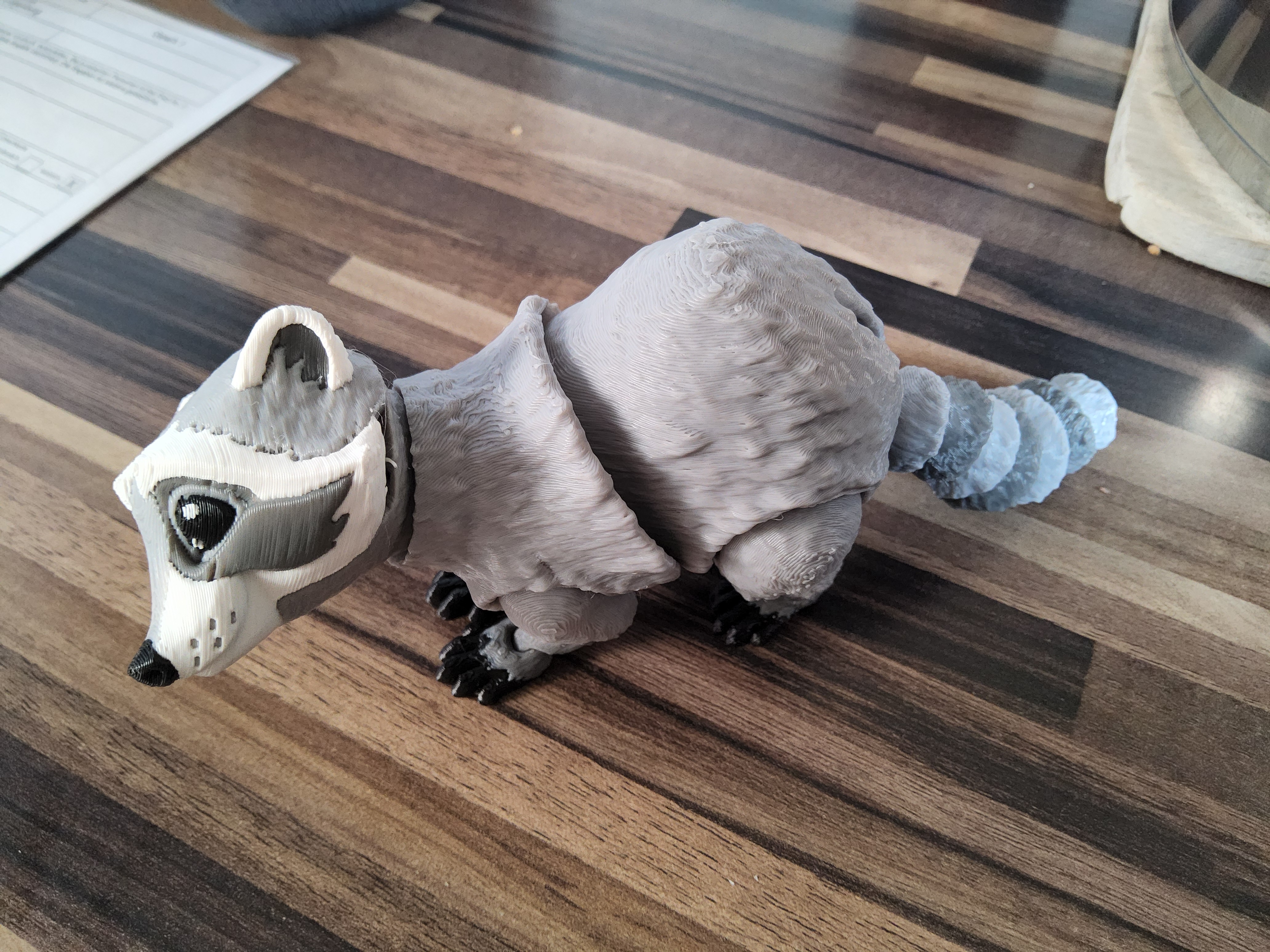 3D Printable Raccoon, Print-In-Place Body, Snap-Fit Head, Cute Flexi ...