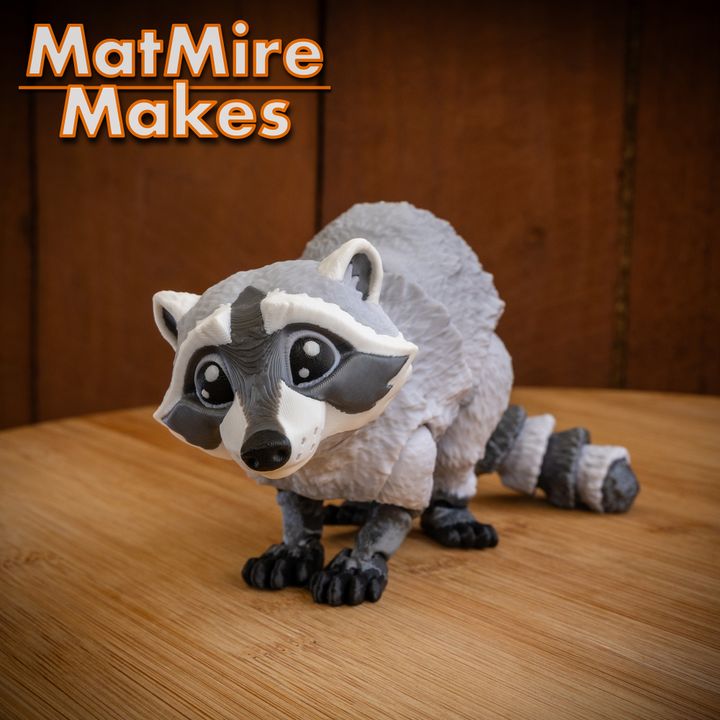 3D Printable Raccoon, Print-In-Place Body, Snap-Fit Head, Cute Flexi ...