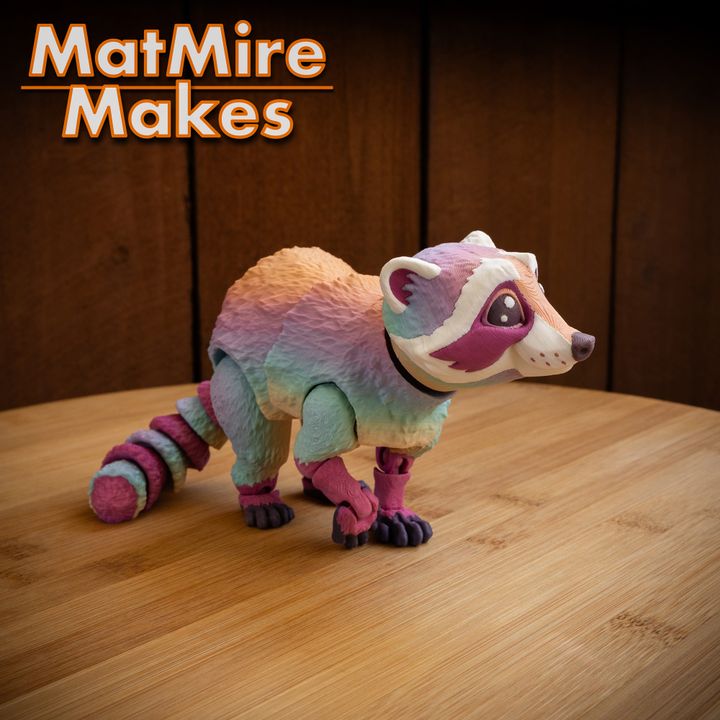 3D Printable Raccoon, Print-In-Place Body, Snap-Fit Head, Cute Flexi ...