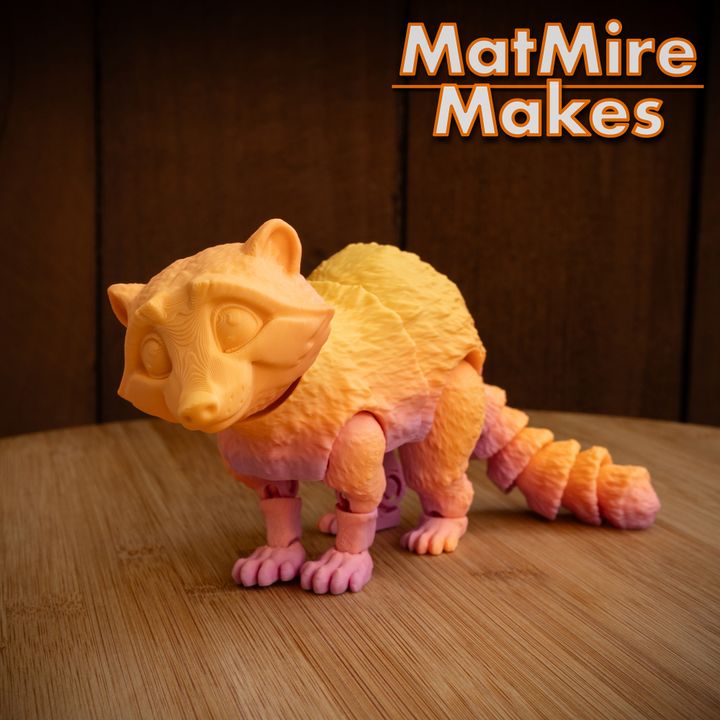 3D Printable Raccoon, Print-In-Place Body, Snap-Fit Head, Cute Flexi ...