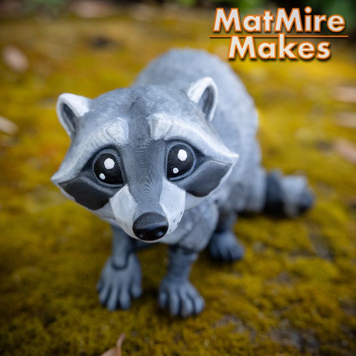 3D Printable Raccoon, Print-In-Place Body, Snap-Fit Head, Cute Flexi ...