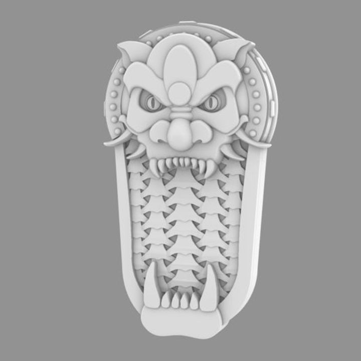 3D Printable Cyber Samurai Oni Style Mega Shield by BW Terrain & Forge