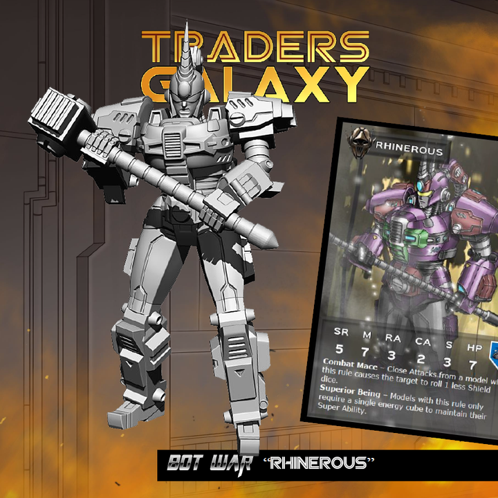 3D Printable Bot War - Beastlord Rhinerous by Traders Galaxy Miniatures ...