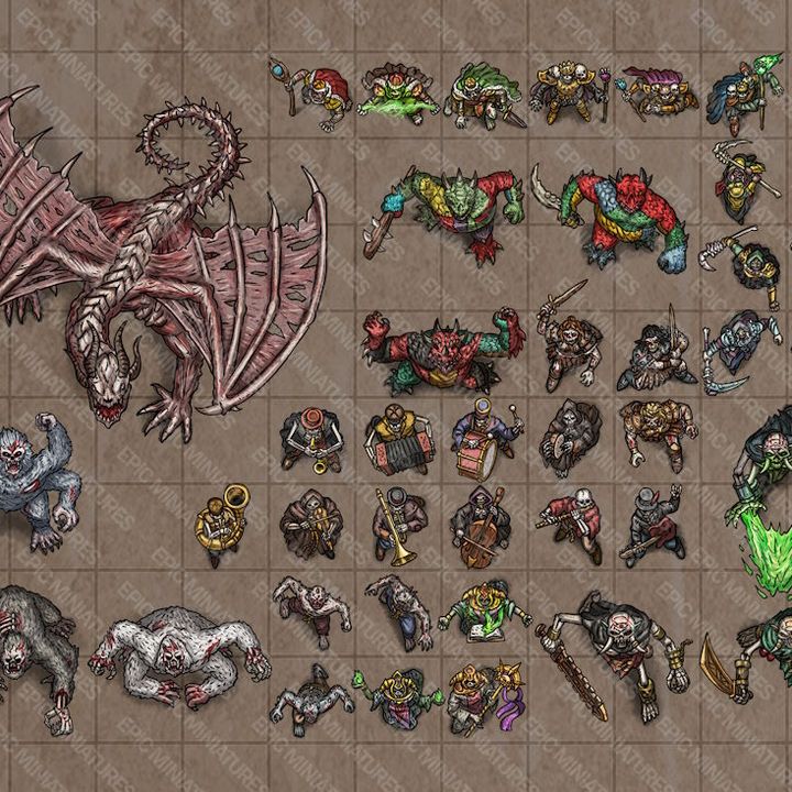 3D Printable Haunting Catacombs Virtual Tabletop Token Set / VTT Tokens ...