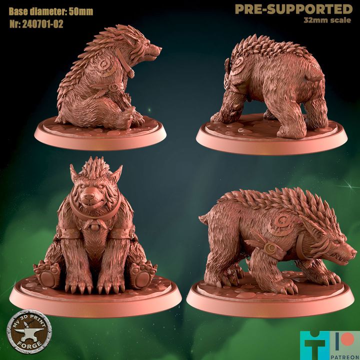 3D Printable Druid Bear Form NE Two Models by My3DPrintForge