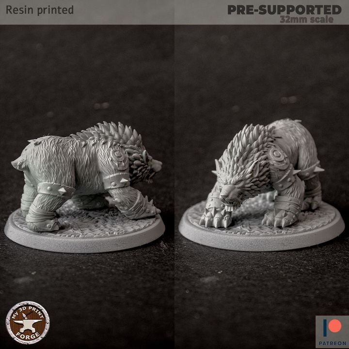 3D Printable Druid Bear Form Worg Two Models by My3DPrintForge