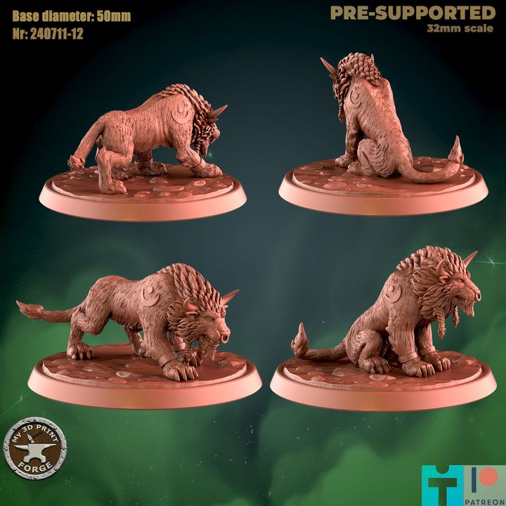 3D Printable Druid Cat Form Taur Two Models by My3DPrintForge