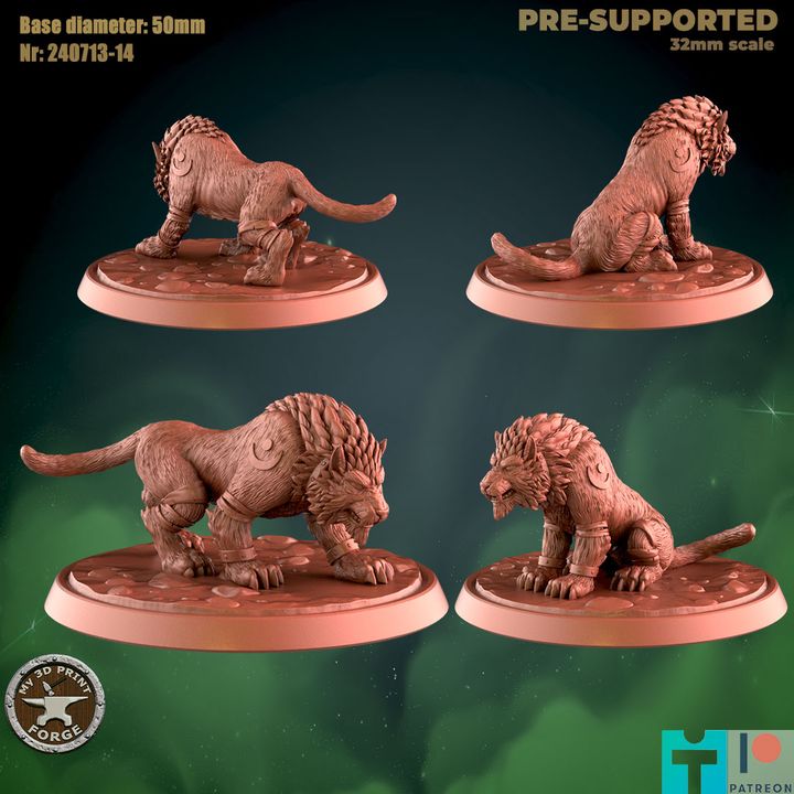 3D Printable Druid Cat Form Worg Two Models by My3DPrintForge