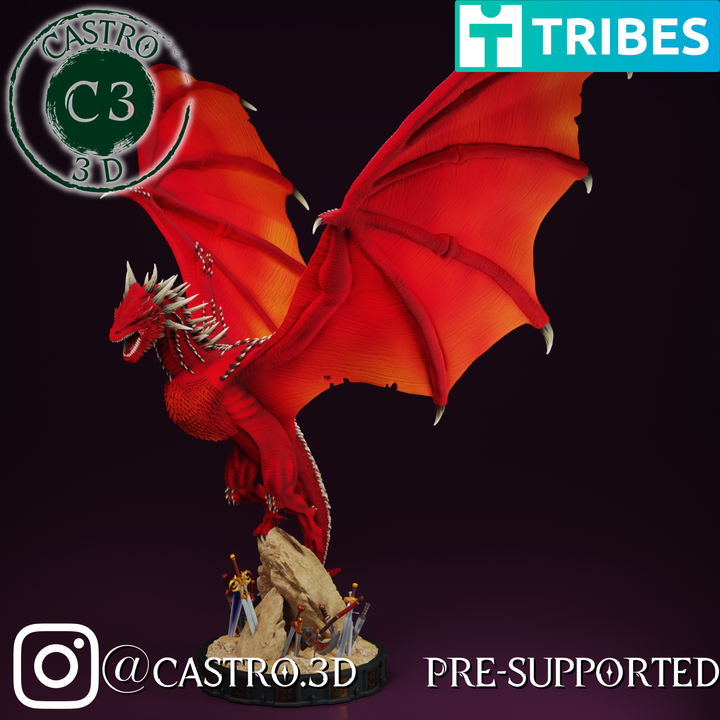 3D Printable The Red King - King Arthur Dragon by Castro3D