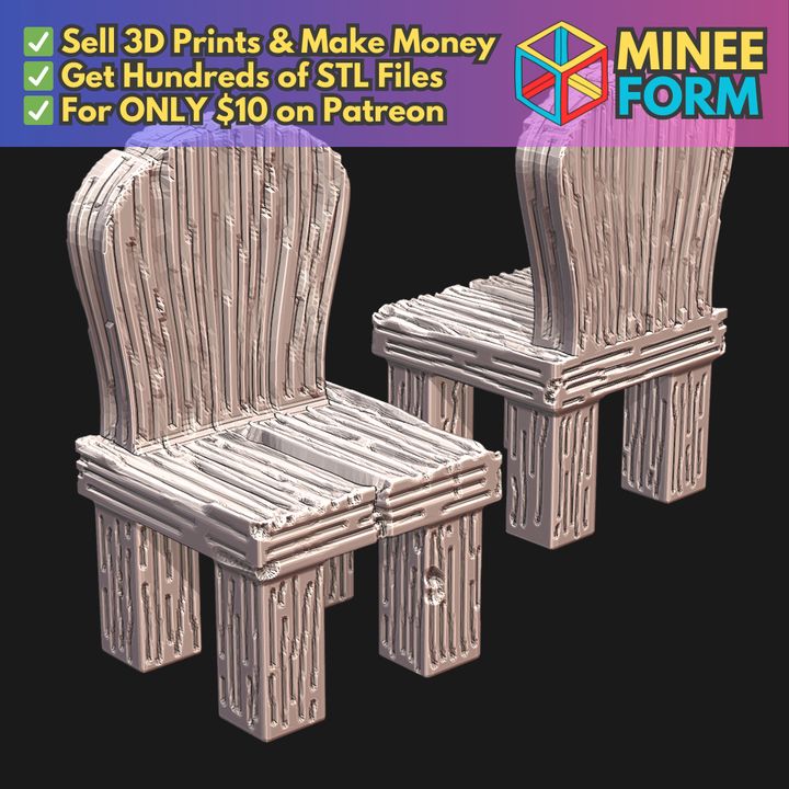 Download 28mm DND Simple Wooden Tavern Chair Fantasy Terrain Miniature ...