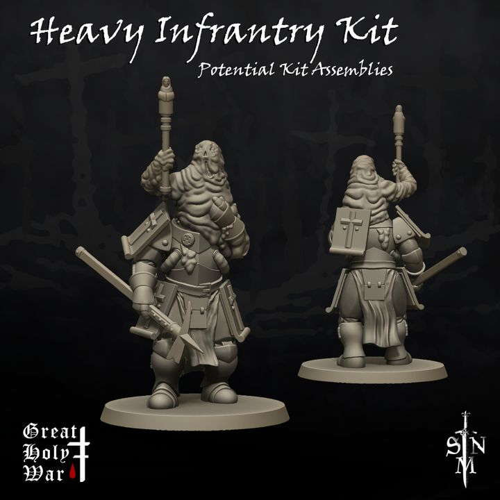 3D Printable Great Holy War: Heavy Infantry Kit by Sir Nicholas Miniatures