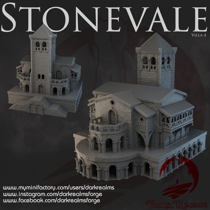 3D Printable Dark Realms - Stonevale - Villa 4 by Dark Realms Forge