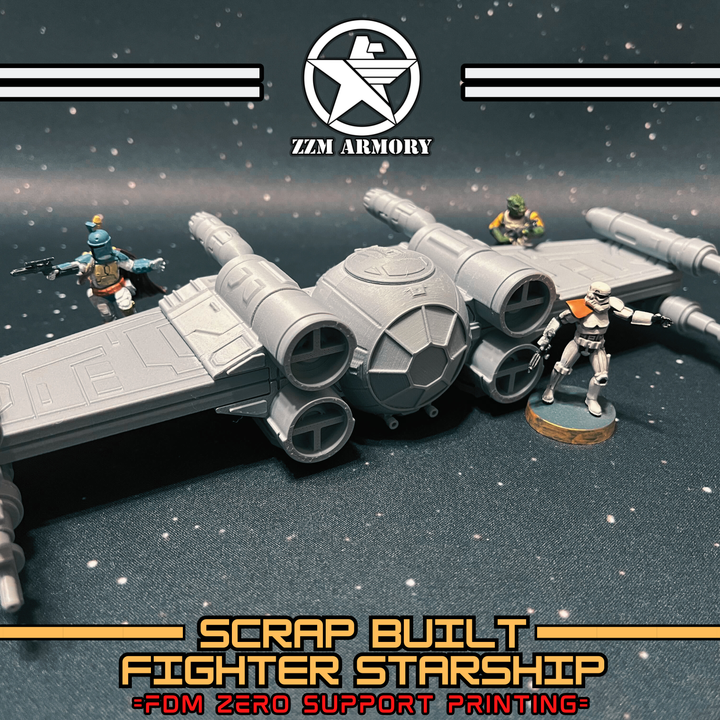 3D Printable SCRAP BUILT FIGHTER STARSHIP by ZZM ARMORY