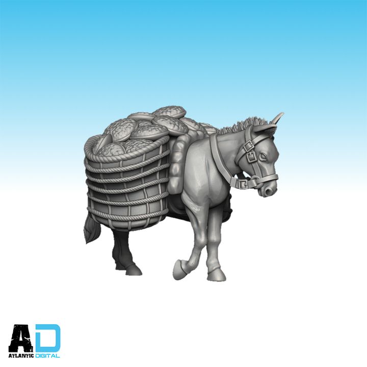 3D Printable Donkeys With Saddle Luggage by Wargames Atlantic
