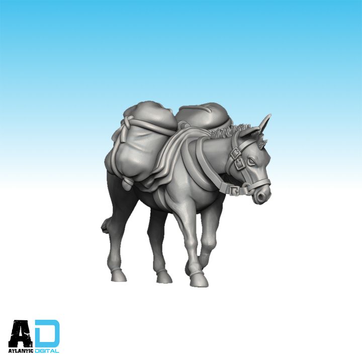 3D Printable Donkeys With Saddle Luggage by Wargames Atlantic