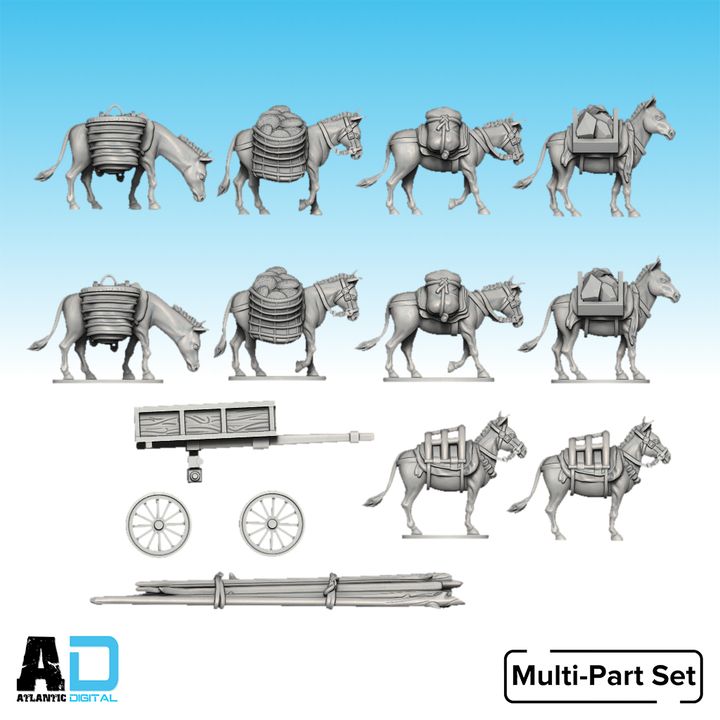 3D Printable Donkeys With Saddle Luggage by Wargames Atlantic