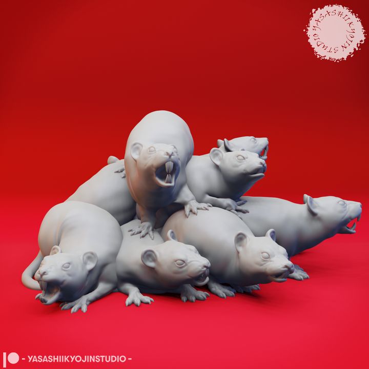 3D Printable Swarm of Rats - Tabletop Miniature (Pre-Supported) by ...