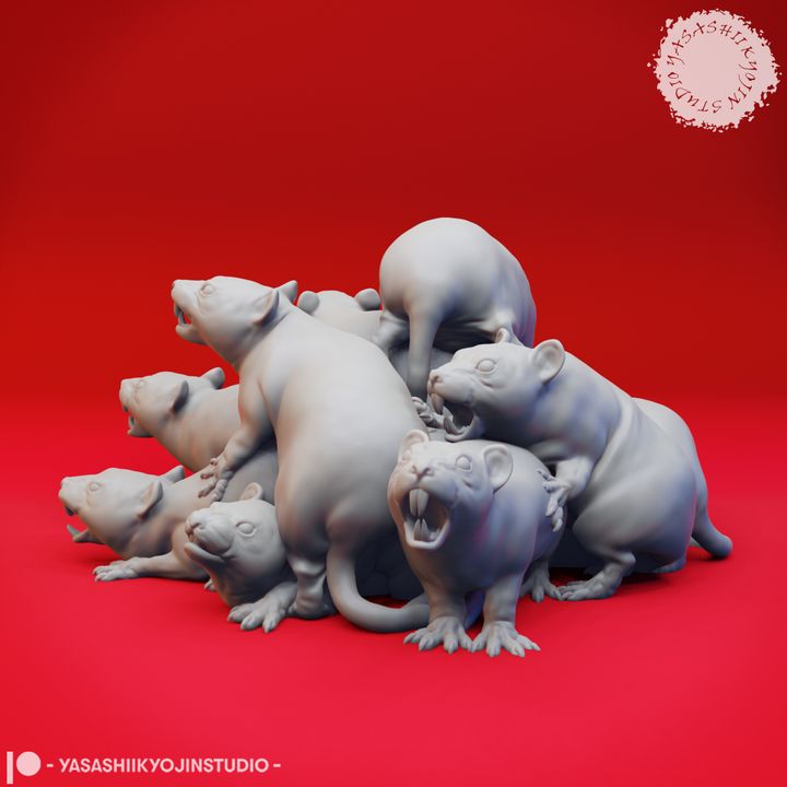 3D Printable Swarm of Rats - Tabletop Miniature (Pre-Supported) by ...