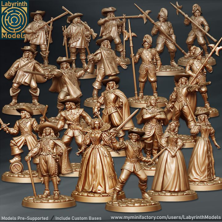 3D Printable The Three Musketeers Collection - 32mm scale by Labyrinth ...