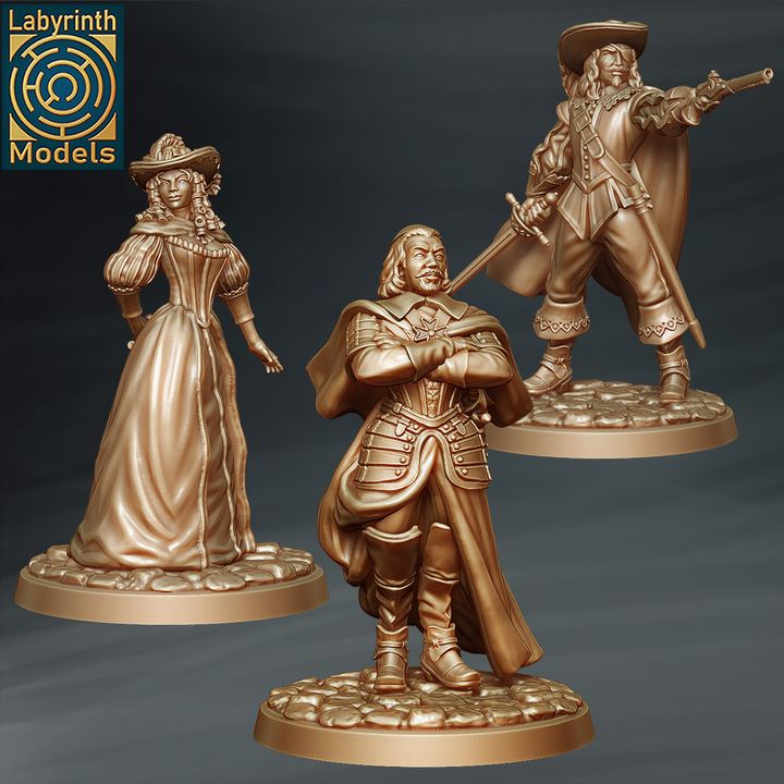 3D Printable The Three Musketeers Collection - 32mm scale by Labyrinth ...