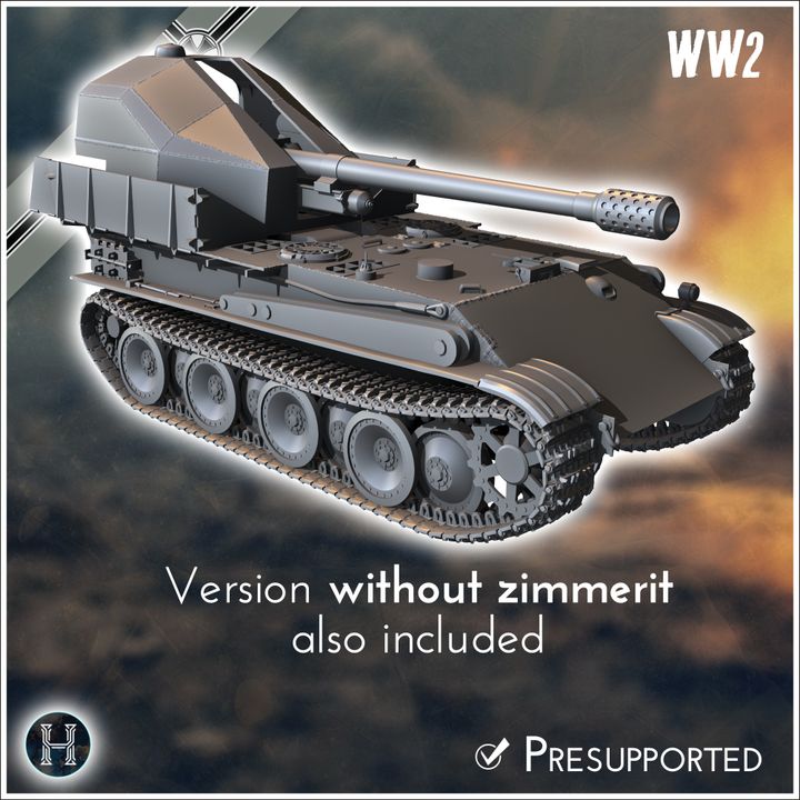 3D Printable Panzer V 128 mm SPG Grille 12 (K) - Germany Eastern ...