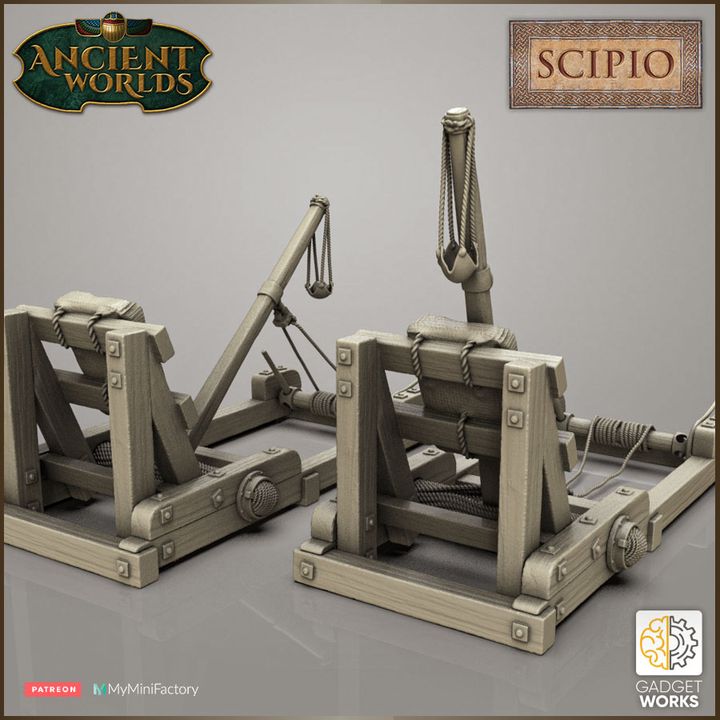 3D Printable 28mm Roman Siege weapons Onager and Ballista by Gadgetworks