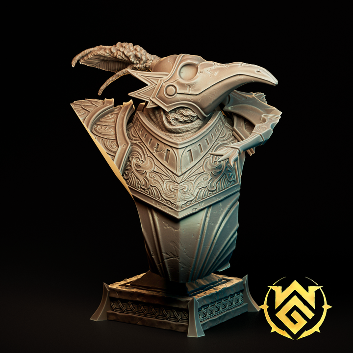 3D Printable Bust - Crowknight by The Witchguild